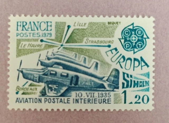 TIMBRE FRANCE 1979 NEUF ** YT 2046 "europa-aviation postale" EUR 0,25 ...