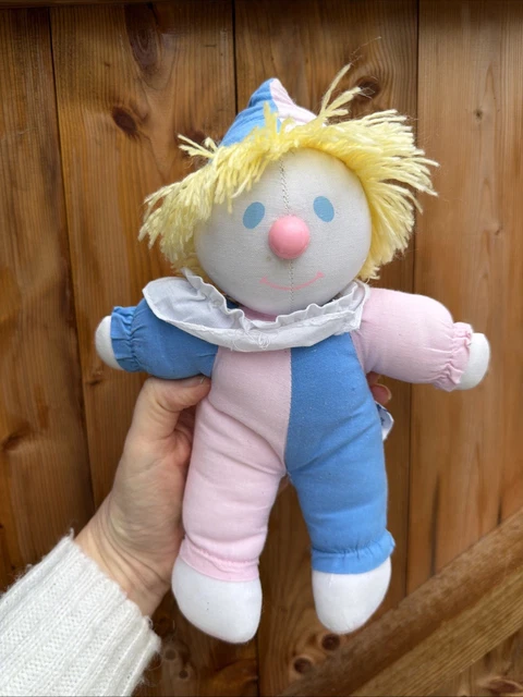 MOTHERCARE 80S PASTEL Coloured Rag Doll Style Plush Clown Soft Toy ...
