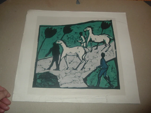 ERICH HECKEL &PFERDE im Sturm". Alter Farb-Holzschnitt EUR 49,99 ...