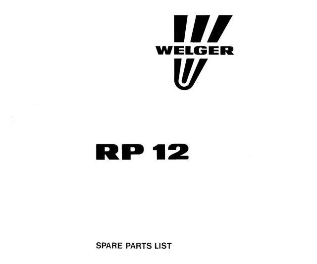 WELGER RP12 BALER Parts Manual (PDF file) SPARE PARTS LIST CATALOGUE EUR 12,05 - PicClick FR