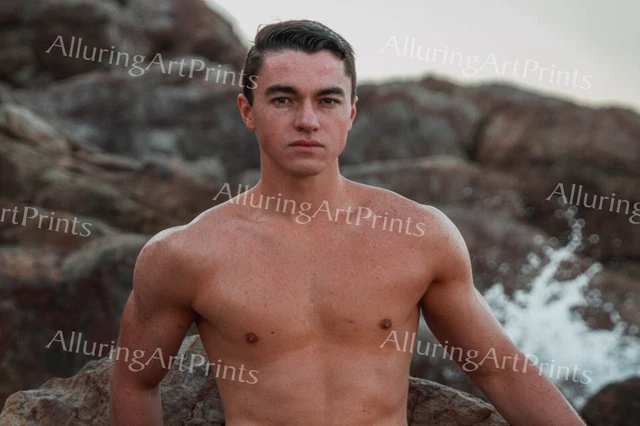 MALE MODEL PRINT Beefcake Handsome Shirtless Muscular Slender Fine Wall ...