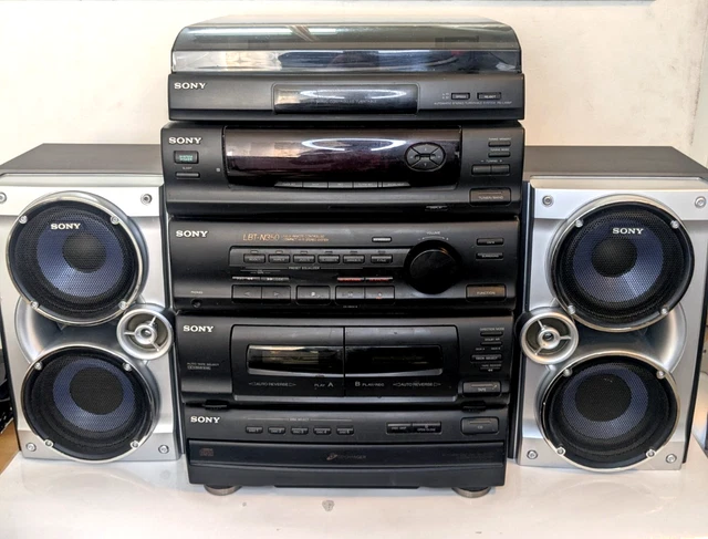 SONY LBT-N350 COMPACT Hi-Fi System 5 CD Changer Turntable Twin Tape ...