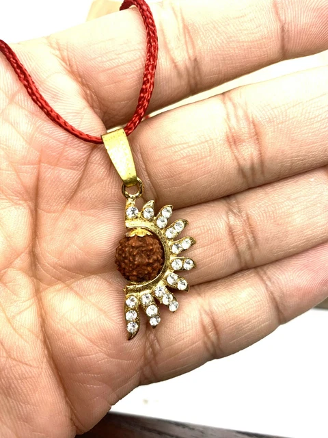 RUDRAKSHA SURYA LOCKET Pendant In Red Thread Rudraksh Shiva Shiv Shakti ...