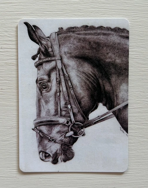 PLAYING CARD PRINT pencil drawing of a Bay horse $3.00 - PicClick AU