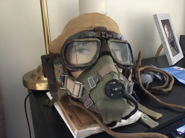 WW2 RAF /RAAF fighter pilot and oxygen mask Tropical flying helmet £850 ...