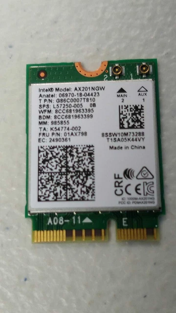 INTEL WI-FI 6 AX201 2230 2X2 AX+Bluetooth Wireless Adapter (AX201.NGWG ...
