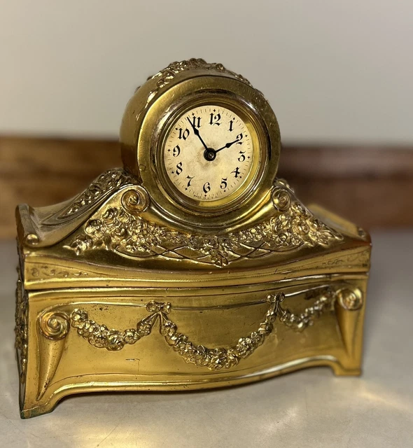 VICTORIAN JEWLERY TRINKET Dresser Box Boudoir Desk Clock $89.95 - PicClick