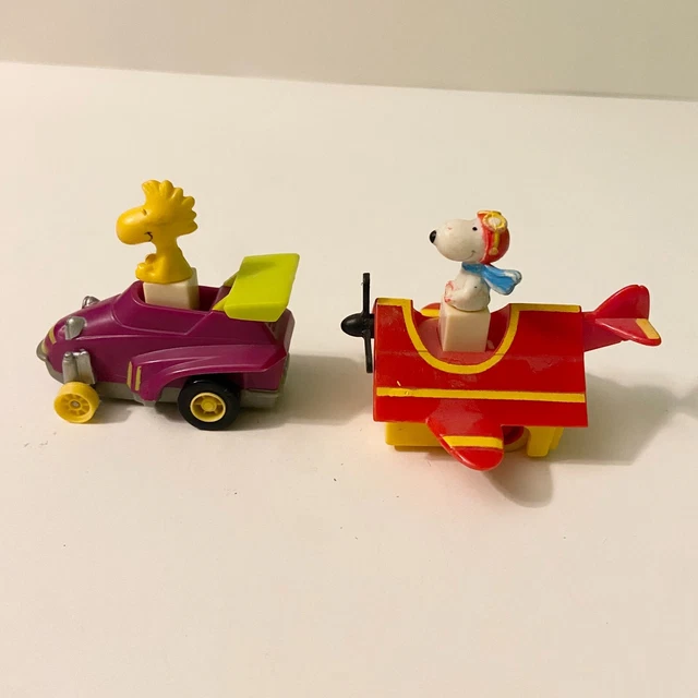 VINTAGE 1960S 70S Peanuts Snoopy Racer Woodstock and Lucy Push Down Car ...
