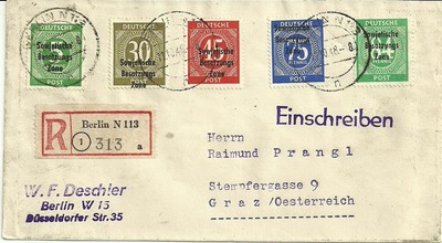 POSTAGE STAMPS GERMANY from 1945 all.bes. Set R-Letter BERLIN-GRAZ £4. ...