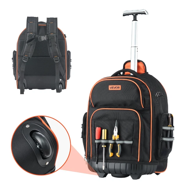 VEVOR ROLLING TOOL Backpack, 110 lbs Load Capacity, 45 Pockets Heavy ...