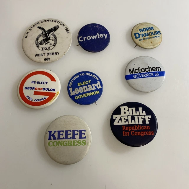 8 VINTAGE NH & MA New England 🏴󠁧󠁢󠁥󠁮󠁧󠁿 Political Campaign Buttons zai ...