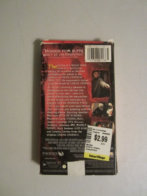 URBAN LEGENDS FINAL Cut Vhs Horror Flick!! $7.99 - PicClick CA