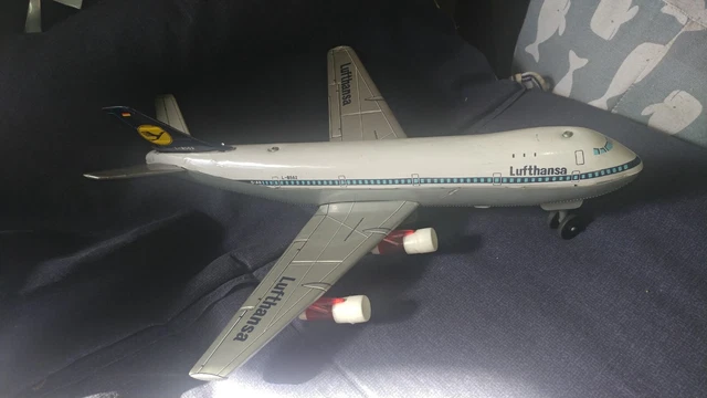 VINTAGE TIN LITHO HAJI Lufthansa Airplane Made in Japan Batt Op Parts ...