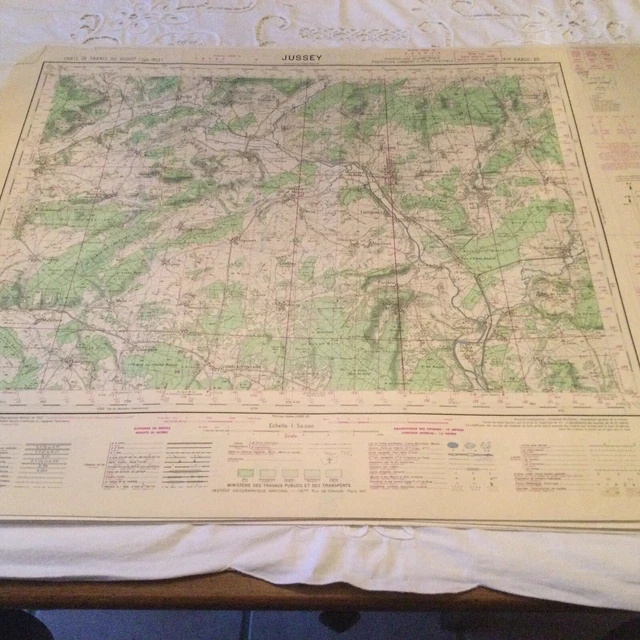 ANCIENNE CARTE GÉOGRAPHIQUE IGN Jussey Dessinée 1957 Impression 1957 ...