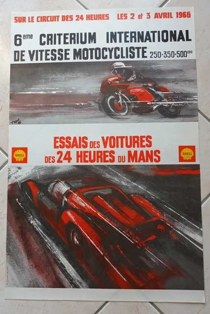 Affiche Originale Essai 24 Heures Du Mans 1966 Poster Test 24h00 Du