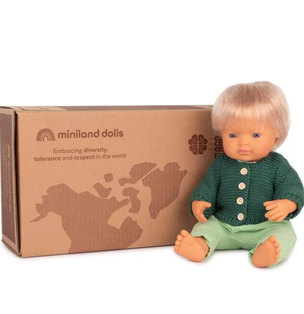 MINILAND ENSEMBLE CADEAU Dolls : poupée de bébé caucasien de 38 cm 31218 EUR 35,00 - PicClick FR