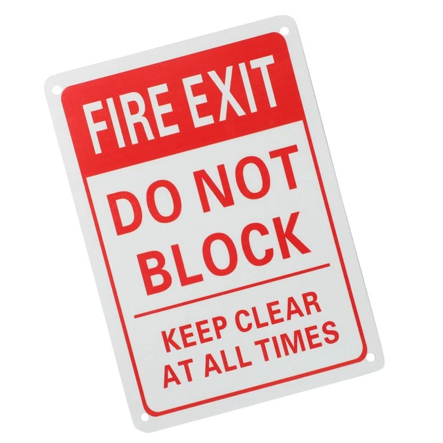DO NOT BLOCK Door Sign Exit for Fire Action Self Adhesive Caution $26. ...