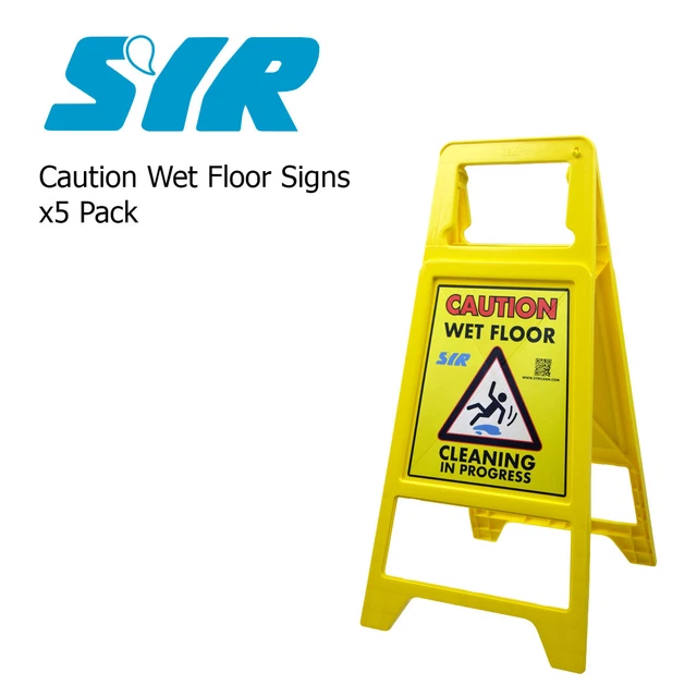 PACK OF X5 SYR CAUTION WET FLOOR SIGN / CLEANING IN PROGRESS 60CM BRAND ...
