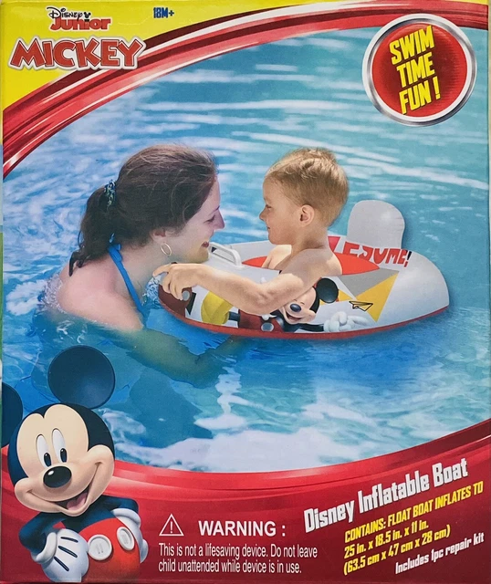 DISNEY JUNIOR MICKEY Mouse Kids Inflatable Boat Pool Float Swim Raft ...