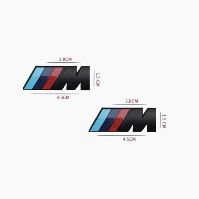 X2 BADGE LOGO Ailes Coté BMW M Sport Noir 45 mm Embleme serie (4.5x1.5 ...