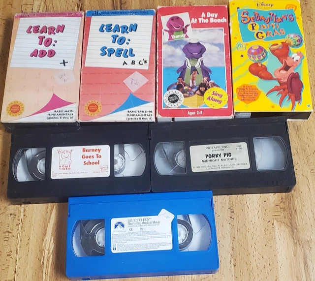 LOT OF 7 KIDS VHS Tapes BARNEY SEBASTIAN BLUES CLUES LEARN TO SPELL ADD ...