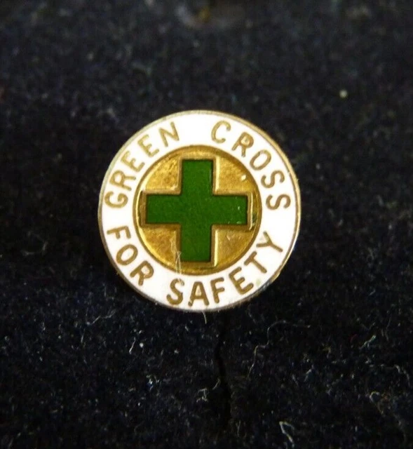 OLD VINTAGE ENAMEL Lapel Pin GREEN CROSS FOR SAFETY Tie Tack $19.99 ...