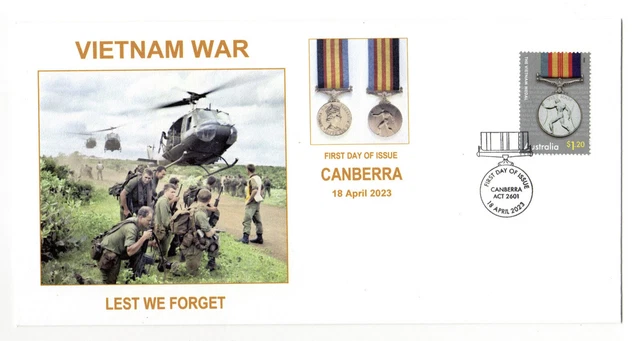 ANZAC DAY LEST We Forget Vietnam War Vietnam Medal Canberra FDI pmk FDC ...