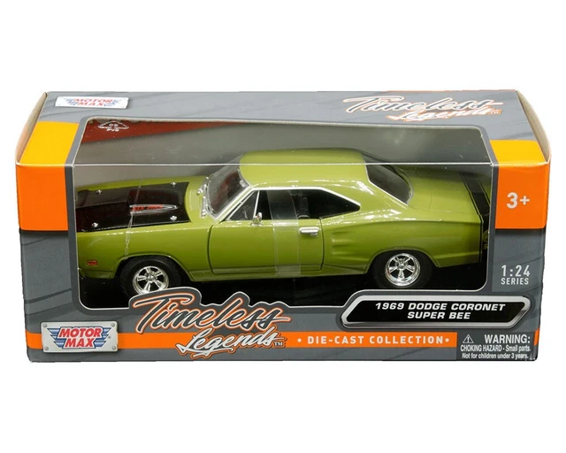 1/24 MOTORMAX 1969 Dodge Coronet Super Bee Diecast Model Car Green ...