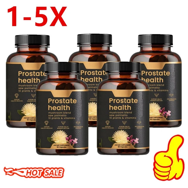 1-5X NATUAL PROSTATE Health Capsules with Mushroom Blend & Sawpalmetto ...