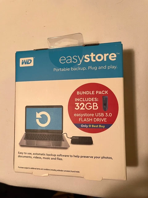 WESTERN DIGITAL WD Easystore 4TB External USB 3 Portable Hard Drive w ...