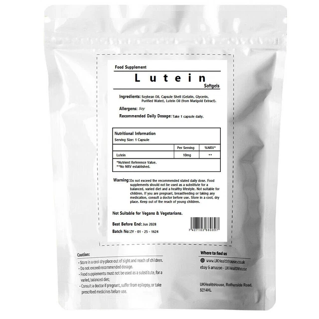 LUTEIN 10MG - 1000 Softgels Eye Health Support, Vision Care Powerful ...