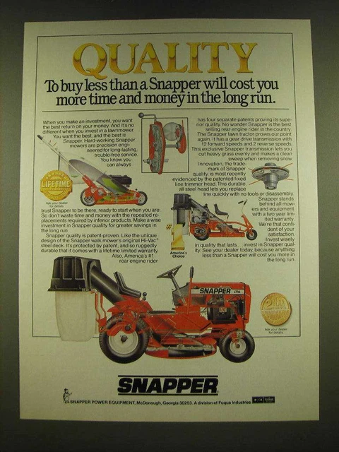 1990 SNAPPER LT16 Lawn Tractor Ad - Quality to buy less than a snapper ...
