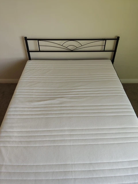 BLACK METAL DOUBLE Bed Frame And Foam Mattress. £104.70 - PicClick UK