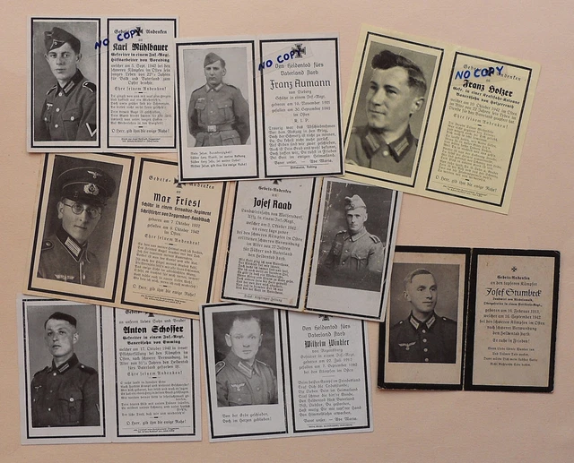 WW2 GERMAN DEATH Cards Sterbebild Group LOT #36 ~ Sept/Oct 1942 East £ ...