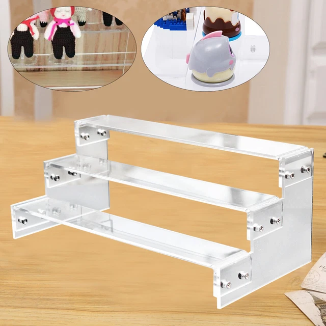 3-TIER CLEAR ACRYLIC Rack Perfume Makeup Ladder Display Stand Risers ...