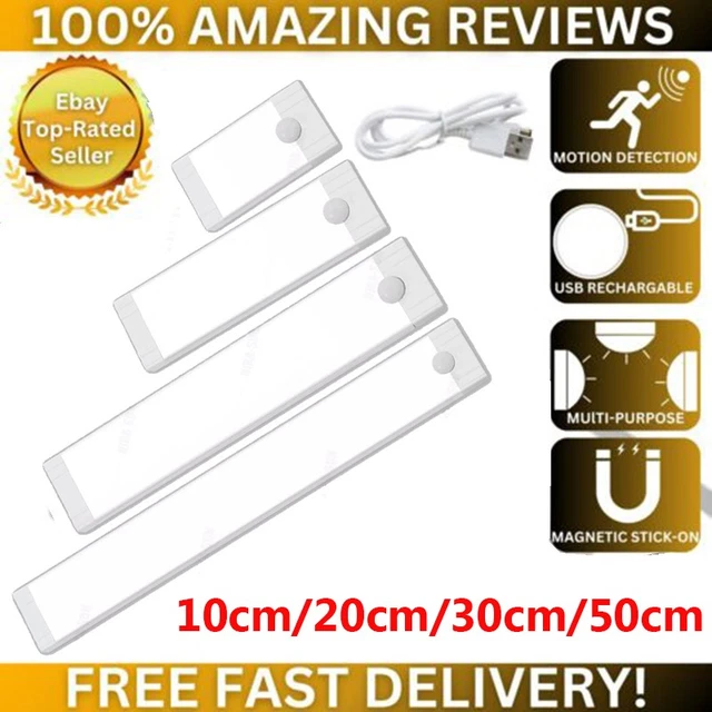 STRIP LIGHT LED PIR Motion Sensor USB Rechargeable Magnetic Cabinet ...