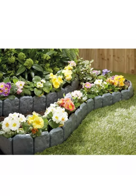 Pack Of 10 Cornish Grey Cobbled Stone Effect Garden Lawn Border Edging