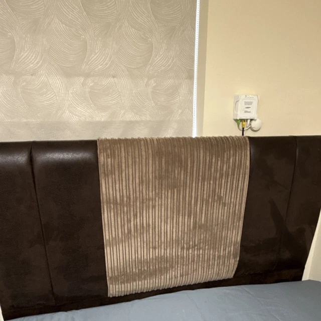 DOUBLE LIFT-UP OTTOMAN Storage Bed Frame with Headboard, Brown Faux ...