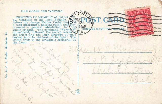 VINTAGE GETTYSBURG IRISH Brigade Monument & Father Corby Statue ...