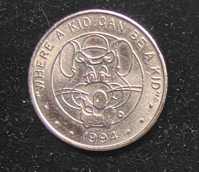 1994 CHUCK E. Cheese "Where A Kid Can Be A Kid" DISNEY Token silver ...