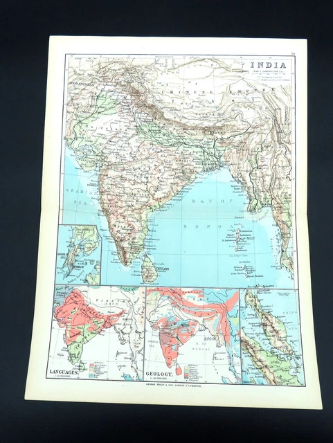 MAP OF THE Indian Sub Continent India Siam Burma China Tibet POLISH ...