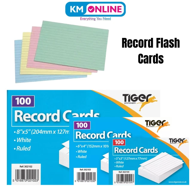 PROMPT REPORT RECORD Revision Flash Cards Plain Feint Lined Index White ...