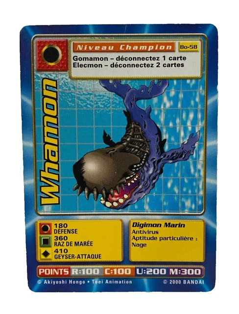CARTE WHAMON DIGIMON 1999 bandai toei animation French card bo-58 EUR 5 ...