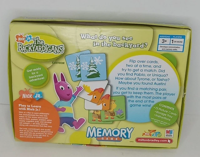 2005 NICK JR. The Backyardigans Memory Game In Box Milton Bradley ...