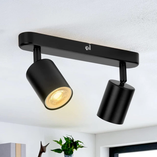 TRACK LIGHTING KIT Rotatable Lamp Head 2 Way Ceiling Spotlight GU10 ...