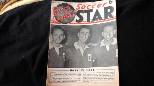 SOCCER STAR Magazine = 25/9/54= Birmingham / Man City / Aston Villa £4. ...