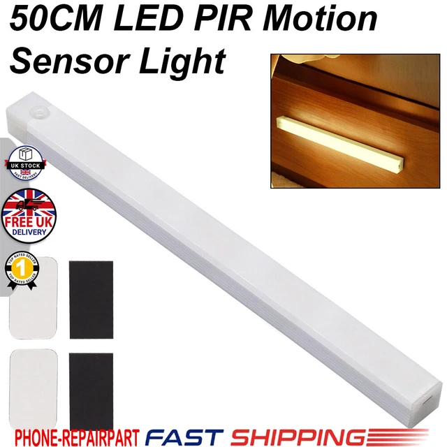 STRIP WARM LIGHT LED PIR Motion Sensor USB Rechargeable Cabinet Closet ...