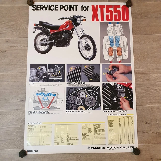 ANCIENNE AFFICHE PUBLICITAIRE Service Point For Yamaha XT550 84x59 Cm ...