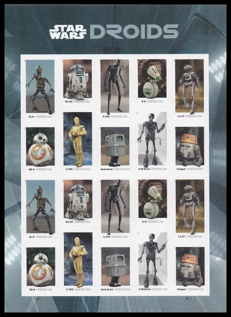 US 5573-5582 5582B Star Wars Droids F sheet 20 MNH 2021 £24.91 ...