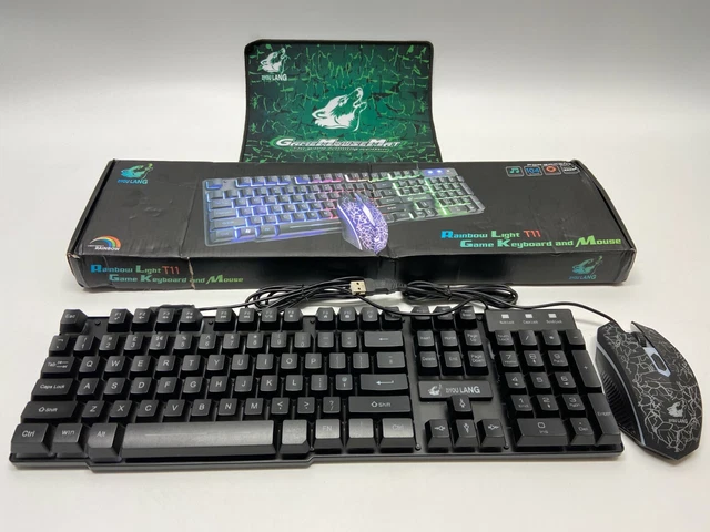 UK LAYOUT WIRED Gaming Keyboard and Mouse Set RGB Backlit Black ...